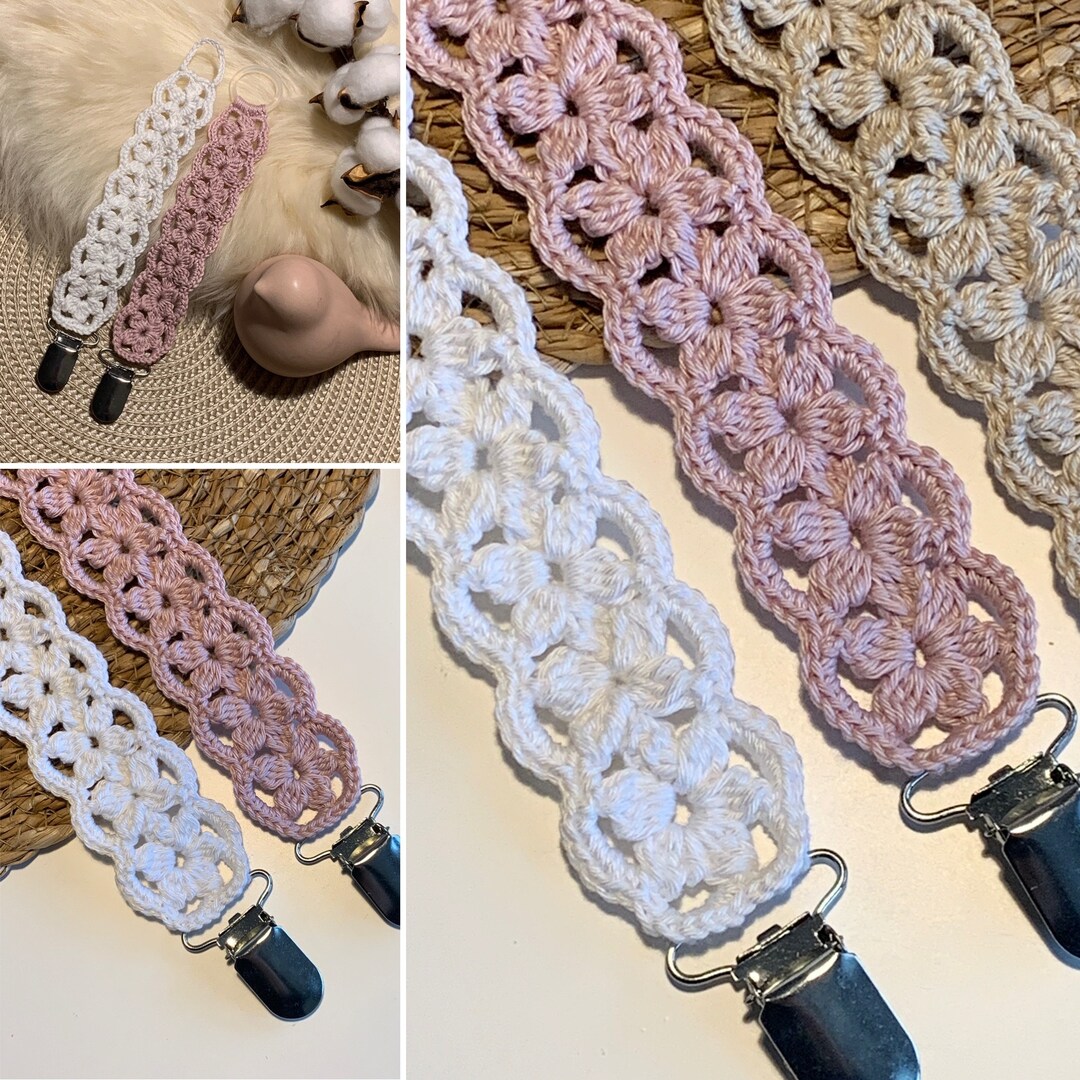 Crochet Pattern Magnolia Pacifier Holder, English US Terms & Swedish ...