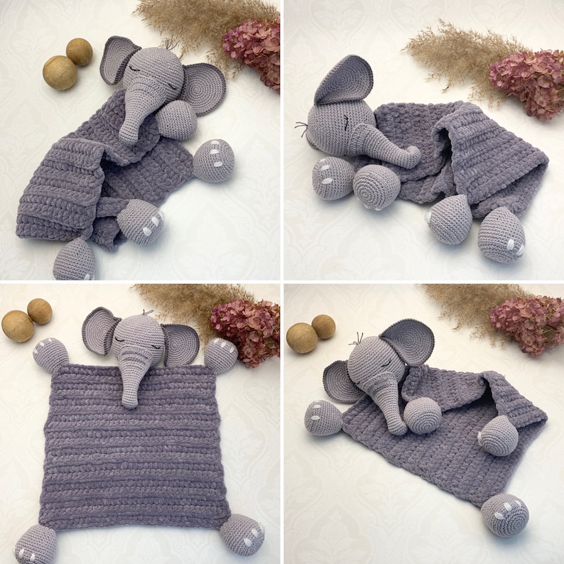 Crochet Pattern Adorable Elephant Comforter Blanket, English US Terms ...