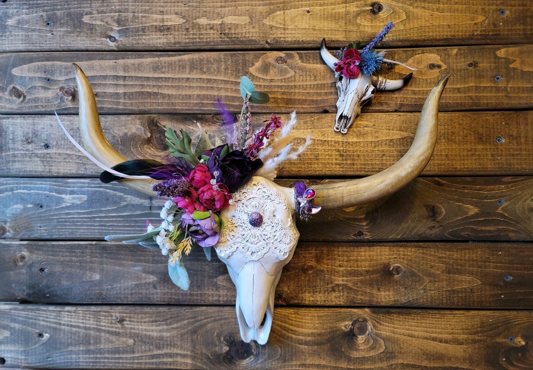 SOLD MIL - Boho Skull With Hot Pink and Purple Glam - Etsy