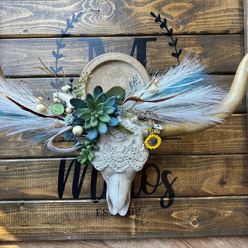 Decorated Cow Skull - Etsy