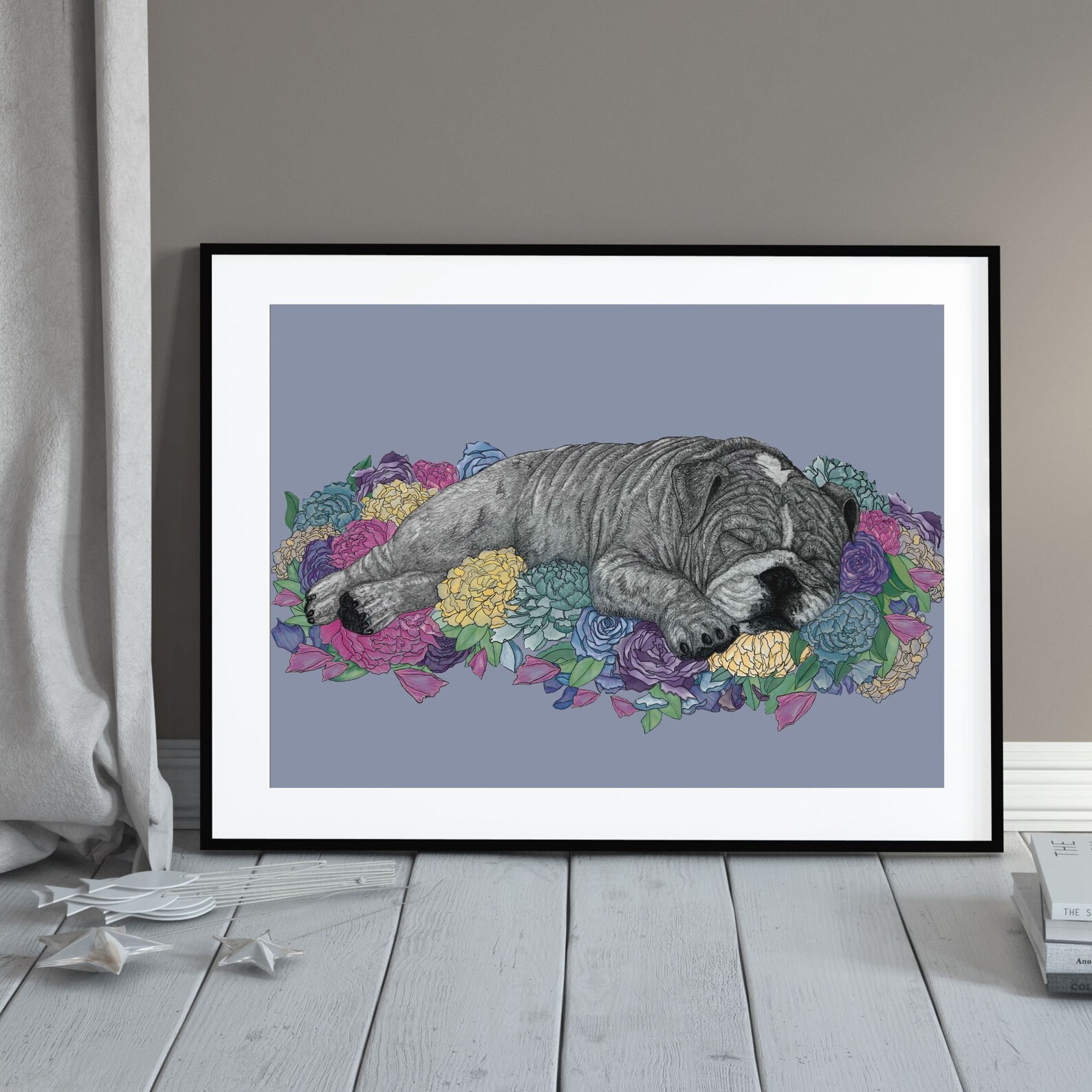 Bulldog Puppy Original Fine Art Print /dog Lovers Artwork/gift for Dog ...