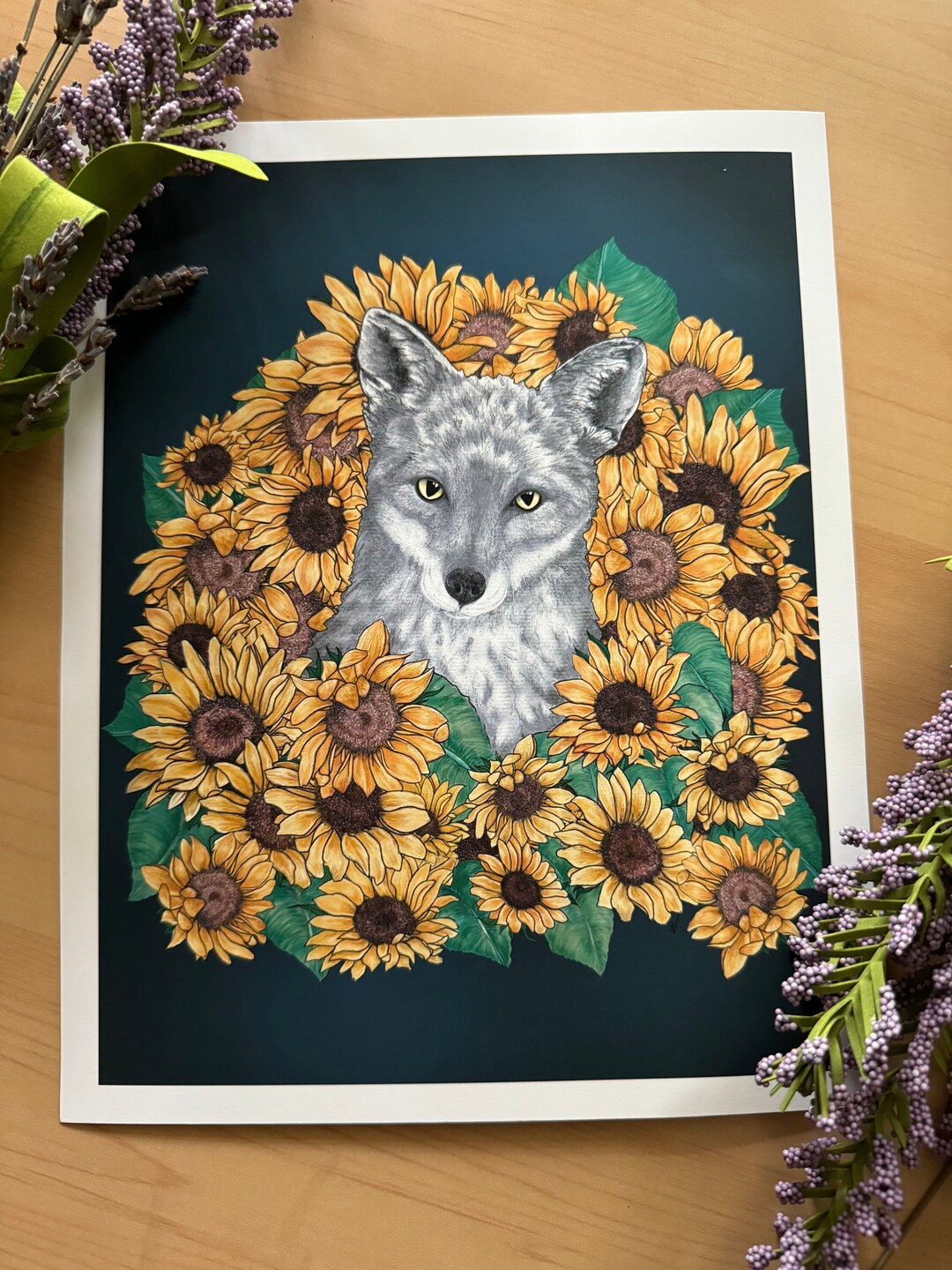 Fox Hiding in Sunflower Field Fine Art Print - Etsy