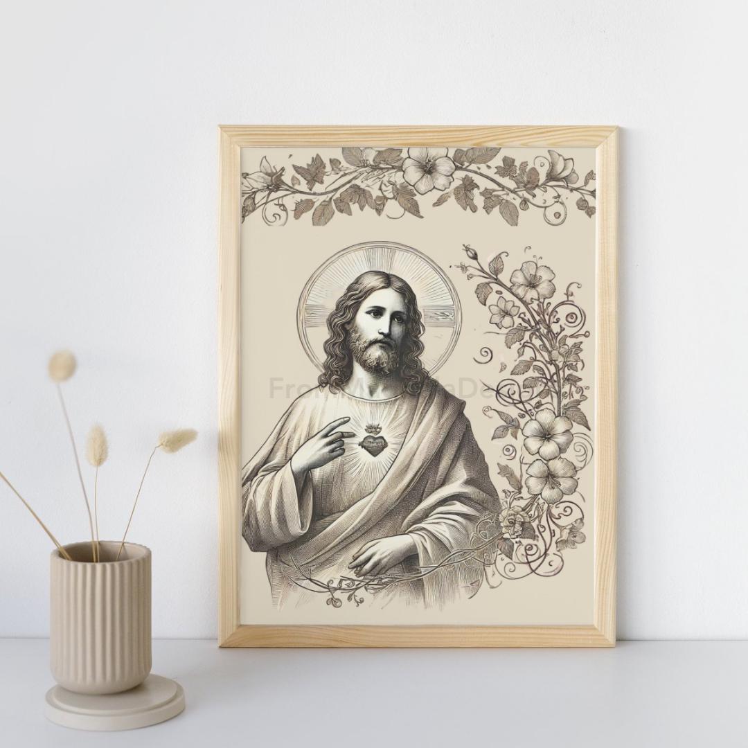 Vintage Line Art Holy Family 3-piece Digital Download | Jesus, Mary ...