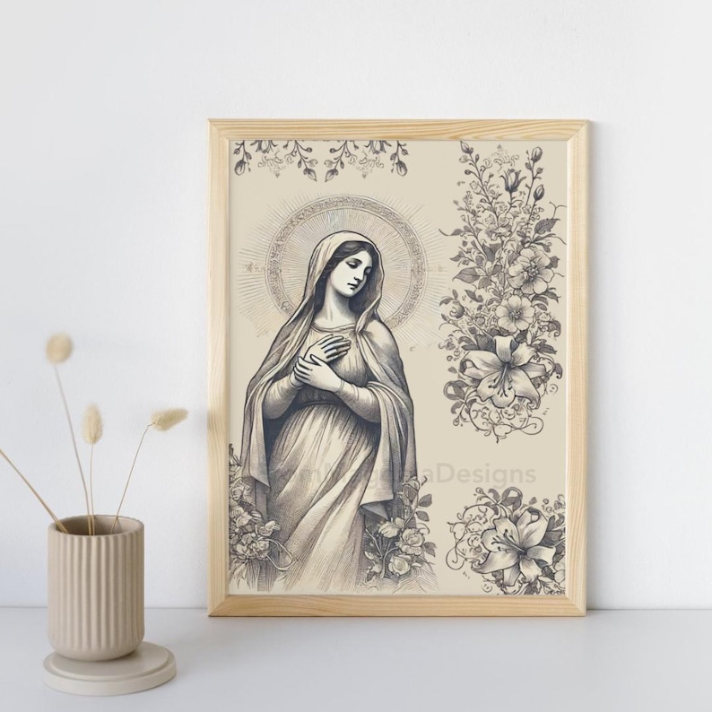 Vintage Line Art Holy Family 3-piece Digital Download | Jesus, Mary ...