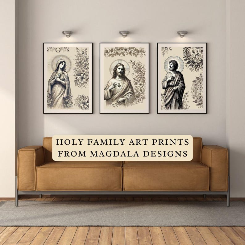 Vintage Line Art Holy Family 3-piece Digital Download | Jesus, Mary ...