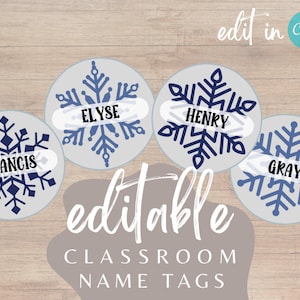 Snowflake Classroom Name Tags: Editable Winter Labels (digital Download ...