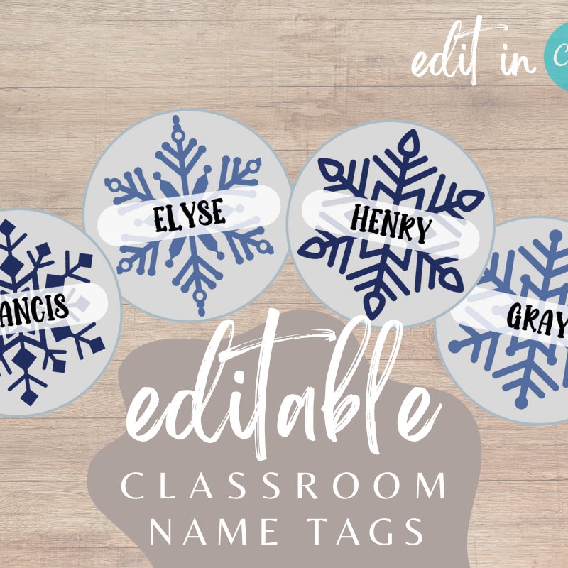 Winter Name Tags - Etsy