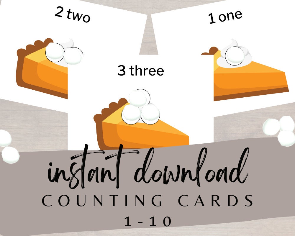 Thanksgiving Pumpkin Pie Counting Cards: Toddler Number Recognition ...