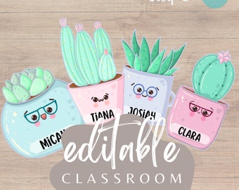 Editable Classroom Name Tags | Cactus Tags for Cubby Nametag | Spring ...