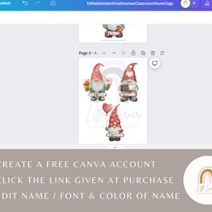 Valentine Classroom | Editable Classroom Name Tags | Valentine Gnome ...