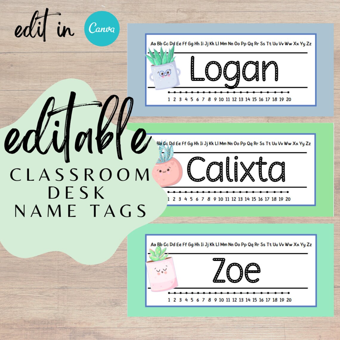 Editable Classroom Name Tags for Desk | Succulent Nametags Fall ...