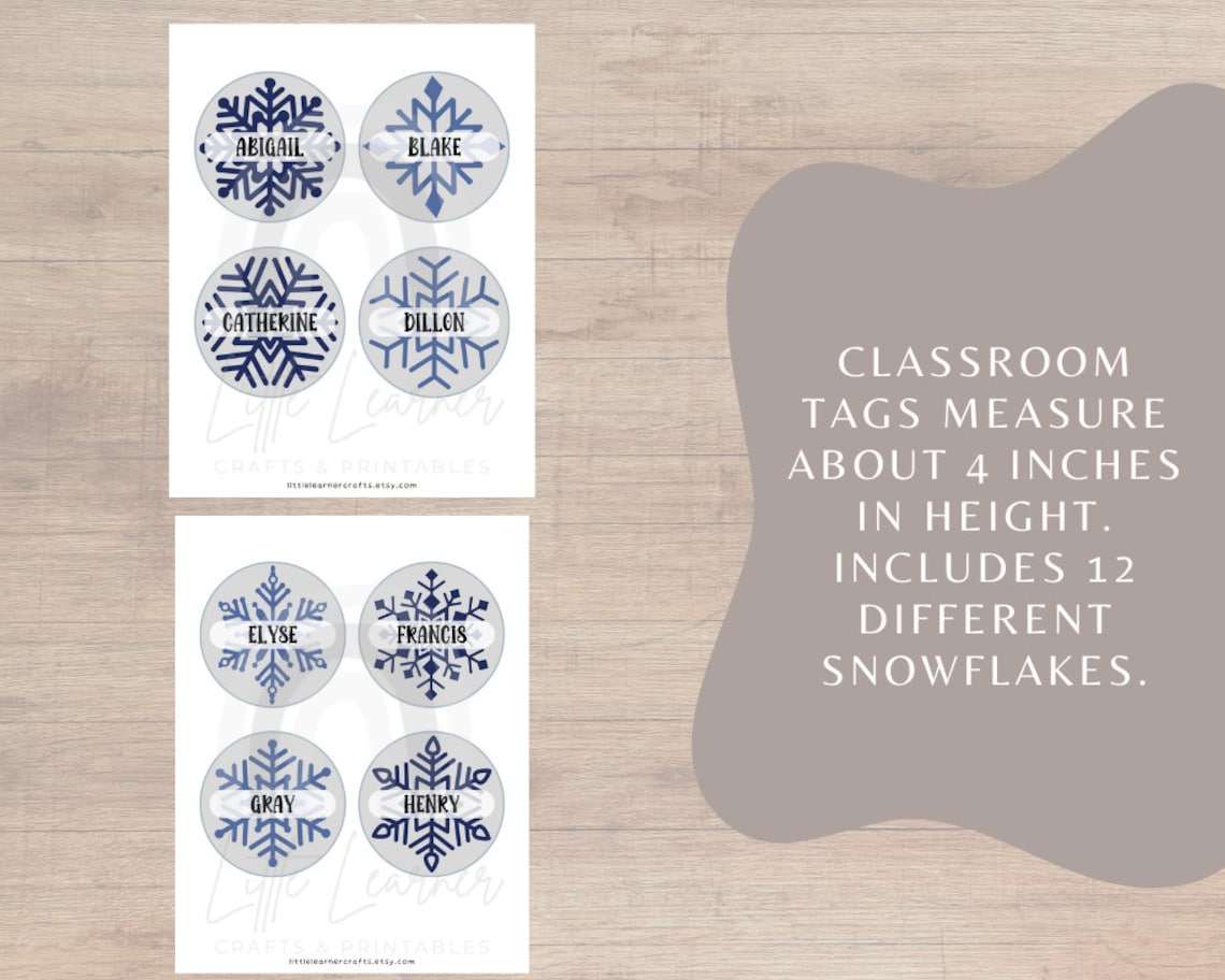 Snowflake Classroom Name Tags: Editable Winter Labels (digital Download ...