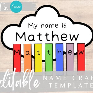 Preschool Name Recognition Activity: Rainbow Colors, Editable Template ...