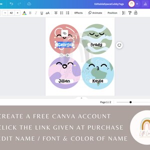 Editable Classroom Name Tags | Space Planet Tags for Cubby Nametag ...