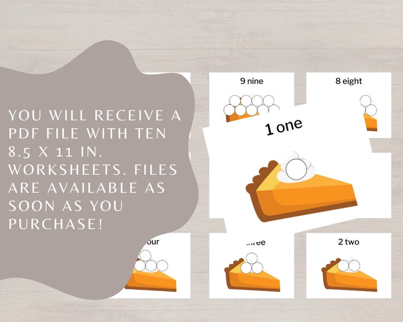 Thanksgiving Counting Cards Pumpkin Pie Counting and Number Recognition ...