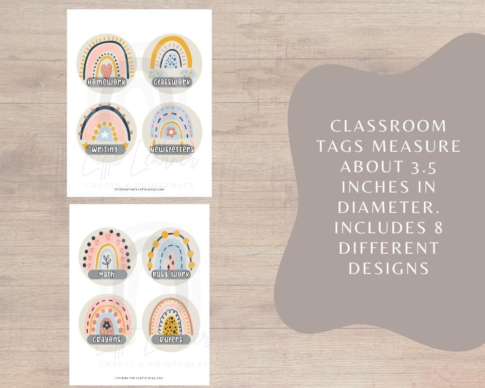 Boho Rainbow Classroom Labels | Printable & Customizable Edit in Canva ...