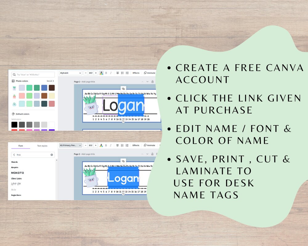 Editable Classroom Name Tags for Desk Succulent Nametags - Etsy Australia