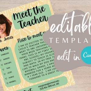 Editable Meet the Teacher Template in Canva Template for Teacher Bio ...