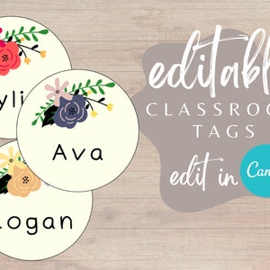 Editable Cubby Tags for Toddlers | Spring Classroom Tags | Floral ...