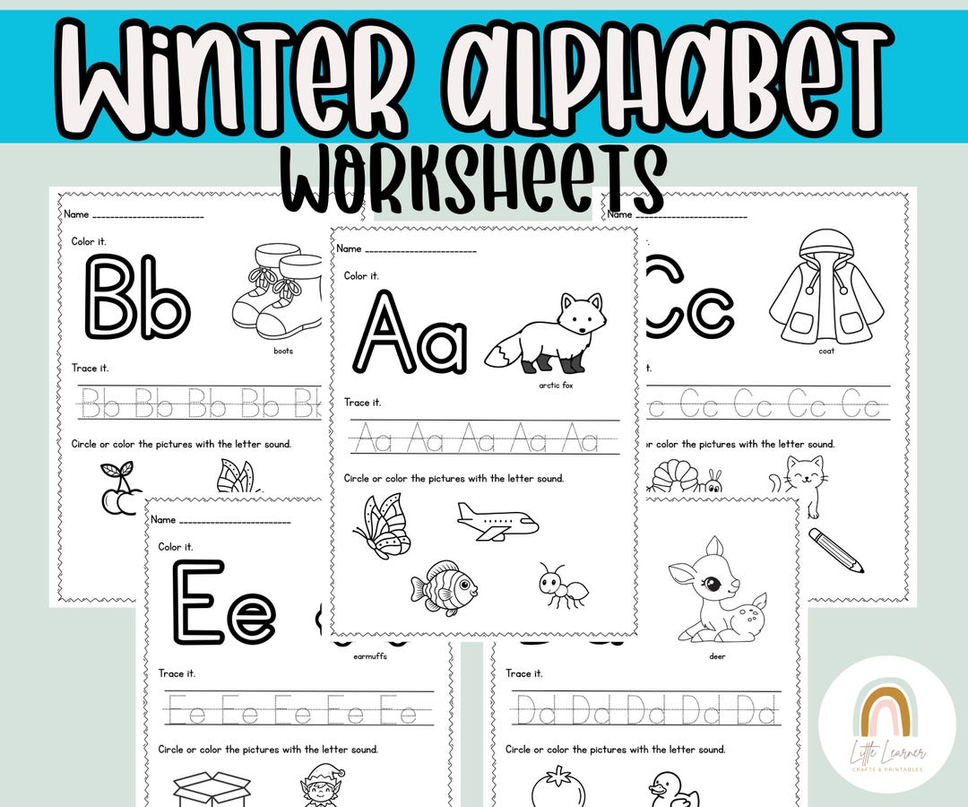 Winter Alphabet Worksheets for Preschool | Letter Recognition, Tracing ...