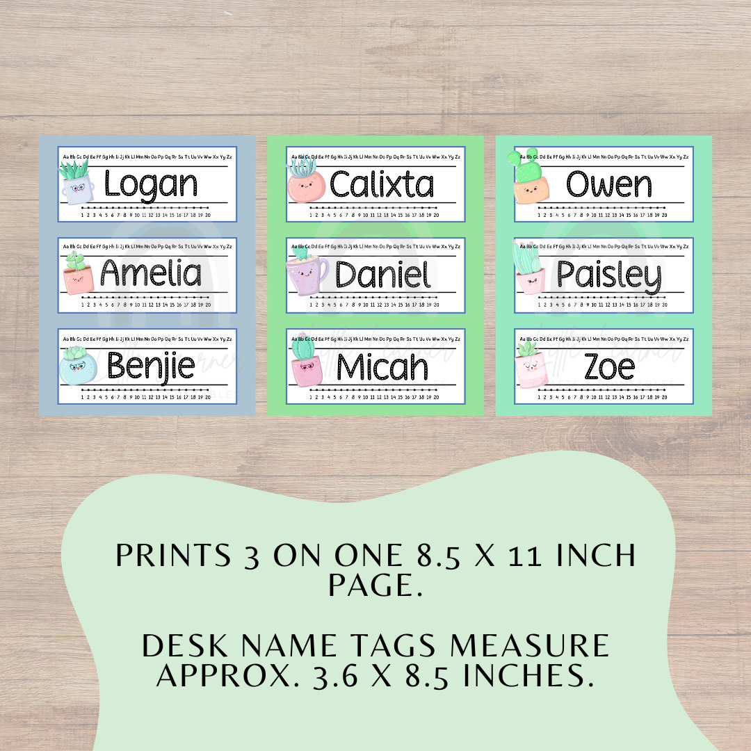 Editable Classroom Name Tags for Desk | Succulent Nametags Fall ...