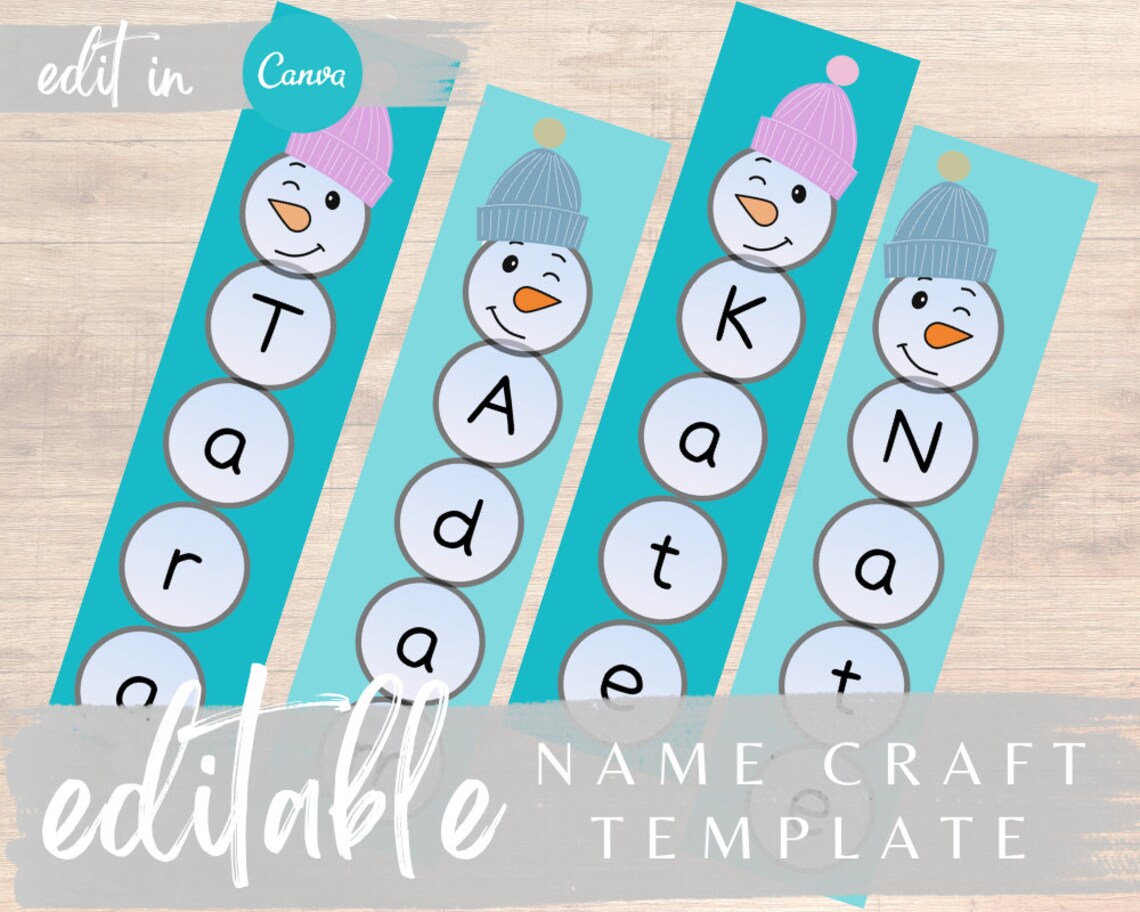 Snowman Name Craft | Preschool Winter Activity (editable Template) - Etsy