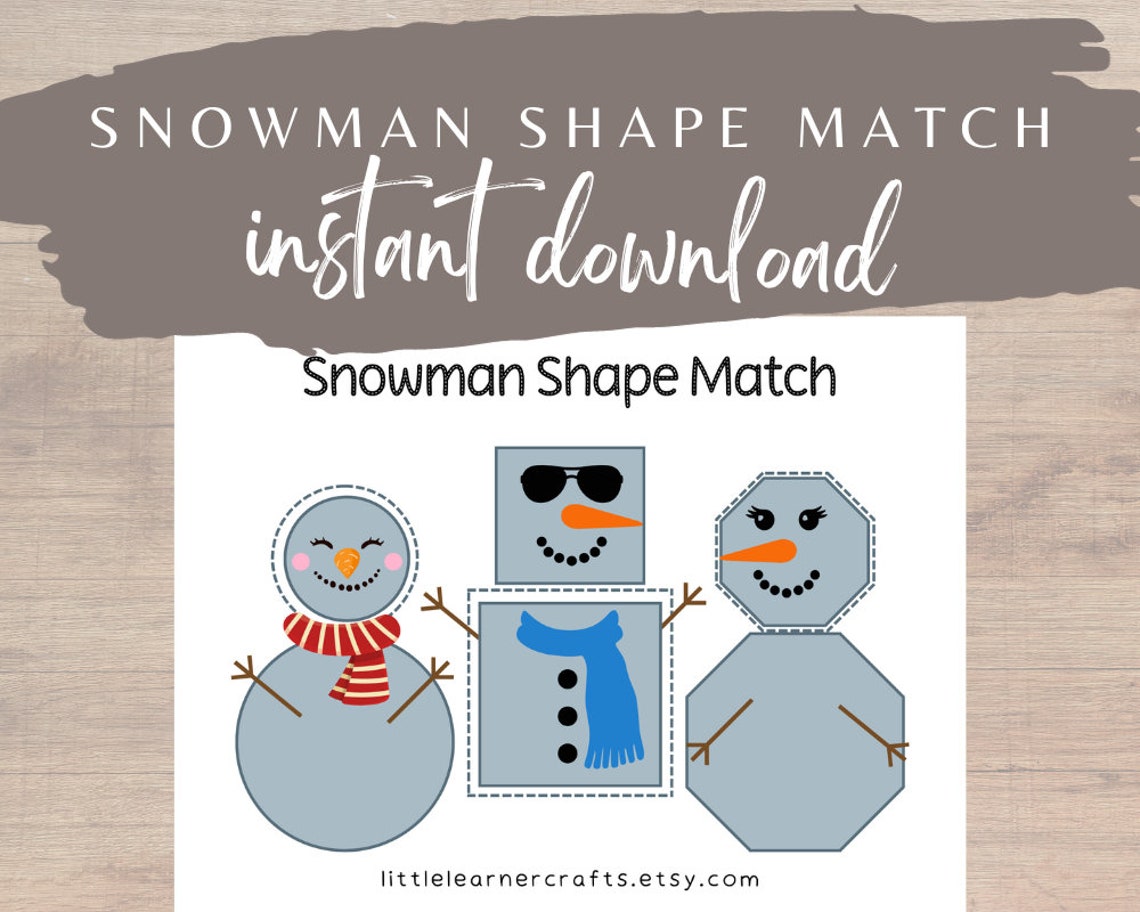 Winter Shape Craft Snowman Circle Craft Square Octagon Shape Match ...