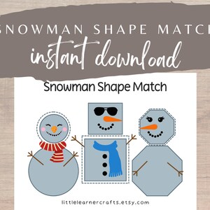 Winter Shape Craft Snowman Circle Craft Square Octagon Shape Match ...