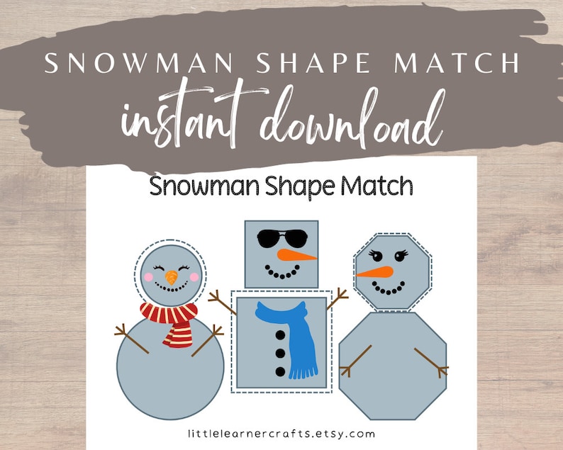 Winter Shape Craft Snowman Circle Craft Square Octagon Shape Match ...