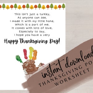 Thanksgiving Handprint Poem Craft Preschool Thanksgiving Kindergarten ...