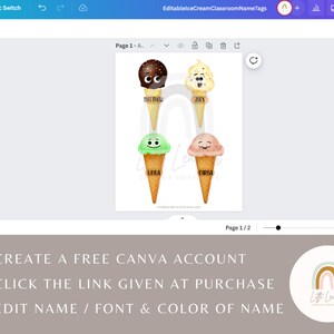Editable Summer Ice Cream Classroom Name Tags (digital Download) - Etsy