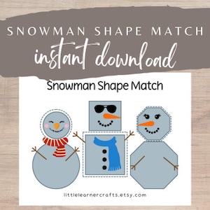 Winter Shape Craft Snowman Circle Craft Square Octagon Shape Match ...