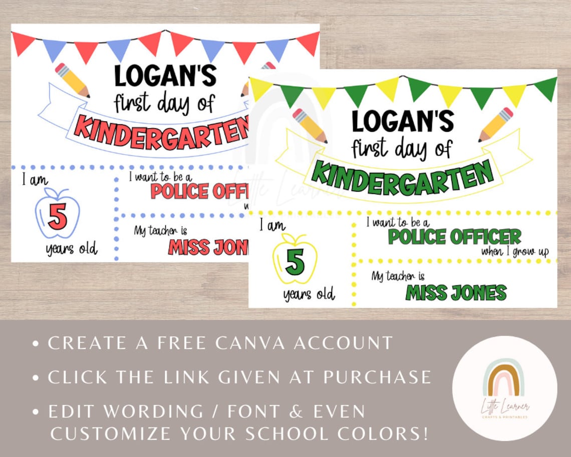 First Day of School Sign Printable | Editable Template in Canva | Back ...