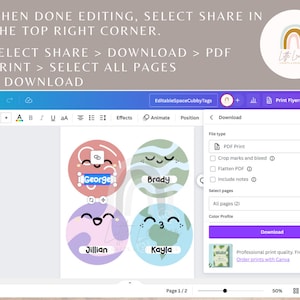 Editable Classroom Name Tags | Space Planet Tags for Cubby Nametag ...