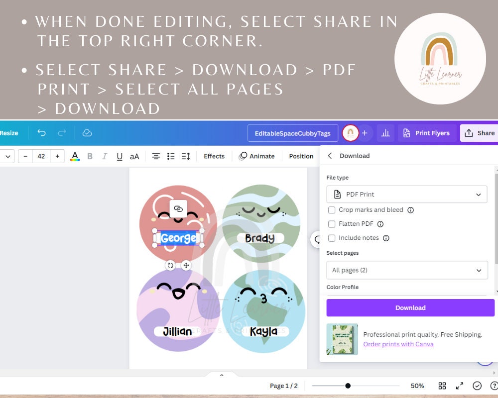 Editable Classroom Name Tags | Space Planet Tags for Cubby Nametag ...