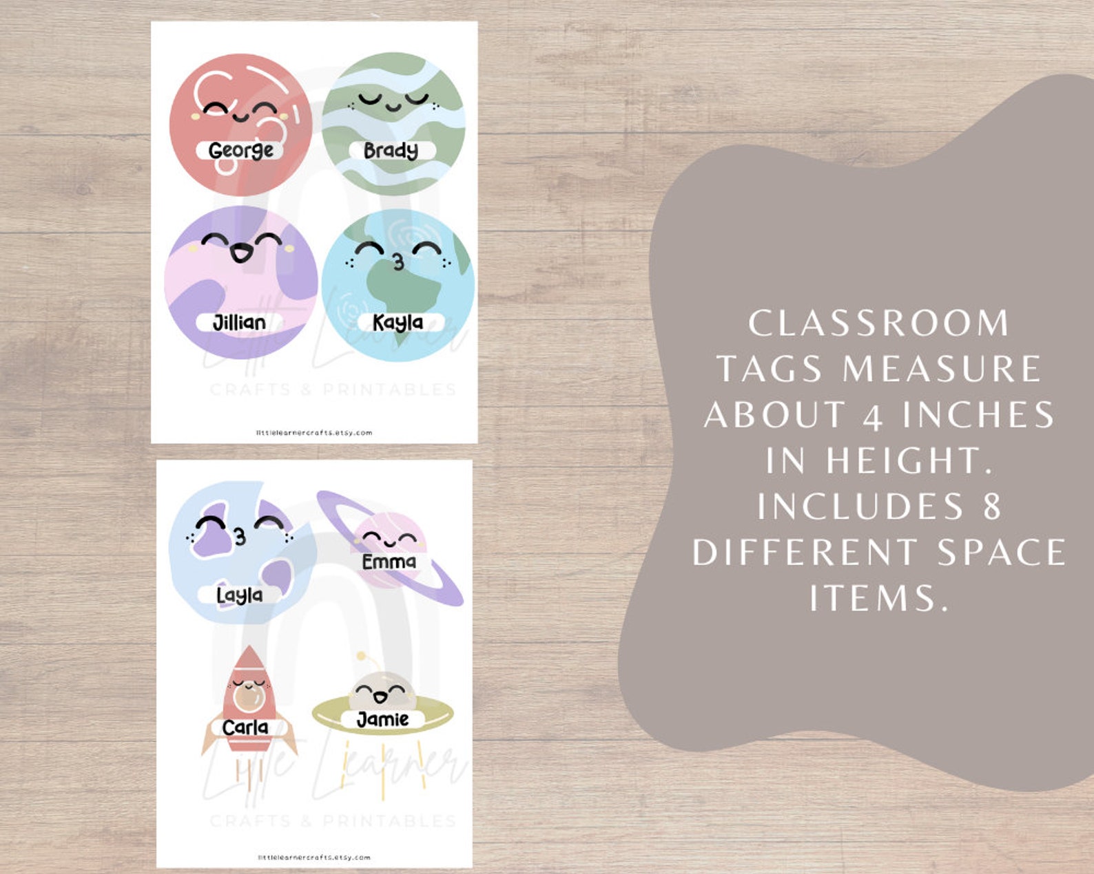 Editable Classroom Name Tags | Space Planet Tags for Cubby Nametag ...