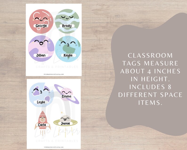 Editable Classroom Name Tags | Space Planet Tags for Cubby Nametag ...