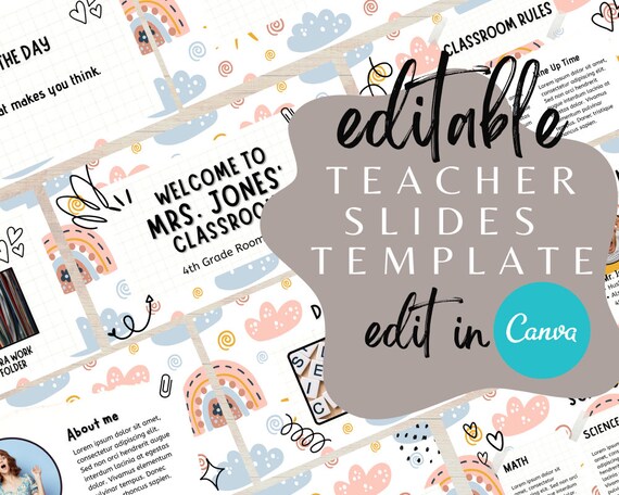 Editable Classroom Slides Template 10 Slides Boho Rainbow - Etsy