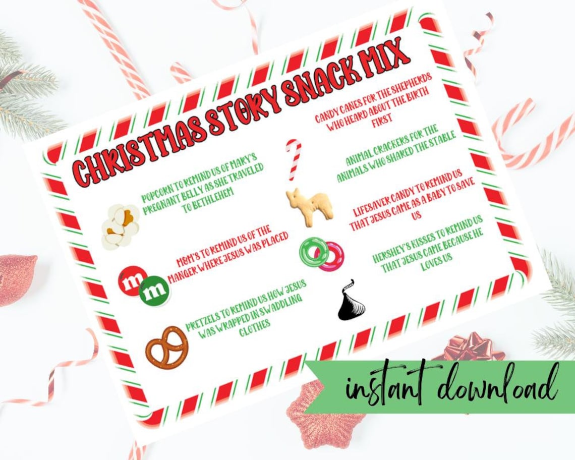 Christmas Story Snack Mix Printable | Christmas Activity for Preschool ...