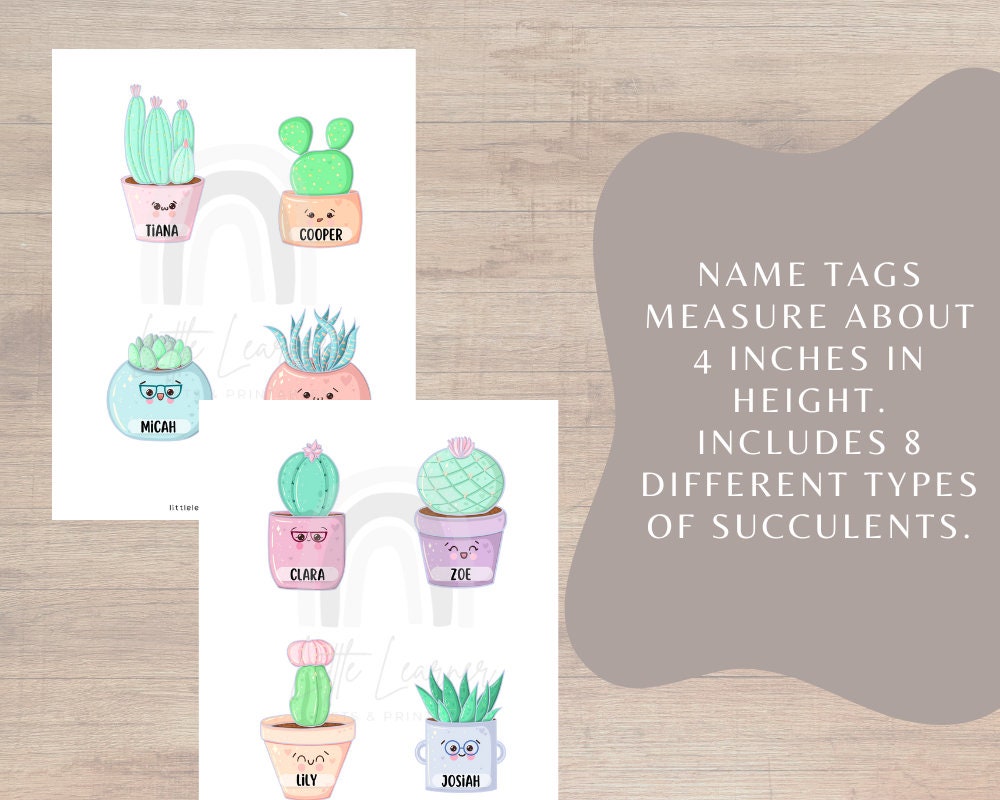 Editable Succulent Classroom Name Tags: Cubby & Coat Hanger Labels ...