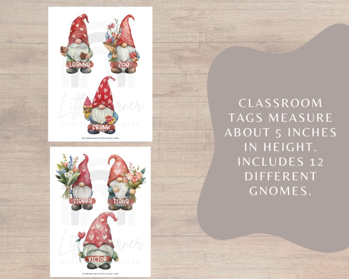 Valentine Classroom | Editable Classroom Name Tags | Valentine Gnome ...