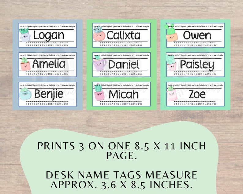 Editable Classroom Name Tags for Desk Succulent Nametags - Etsy