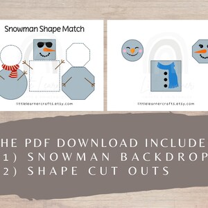 Winter Shape Craft Snowman Circle Craft Square Octagon Shape Match ...