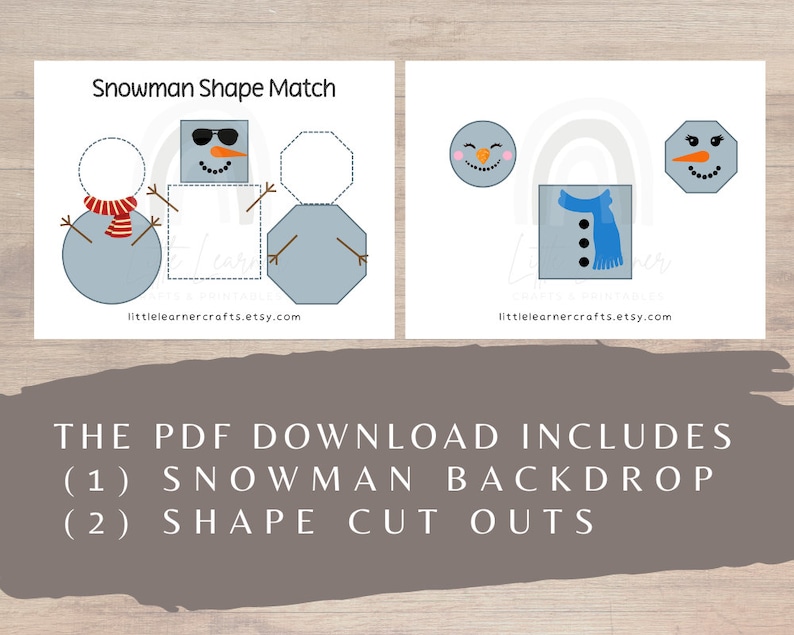 Winter Shape Craft Snowman Circle Craft Square Octagon Shape Match ...