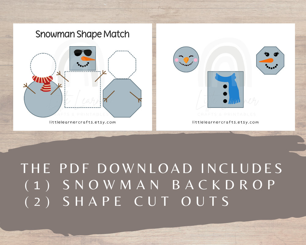 Winter Shape Craft Snowman Circle Craft Square Octagon Shape Match ...