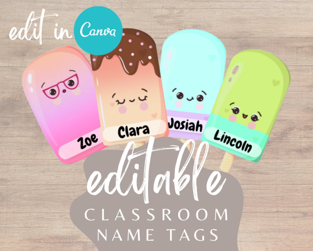 Buy Editable Classroom Name Tags Summer Popsicle Ice Cream Tags for ...