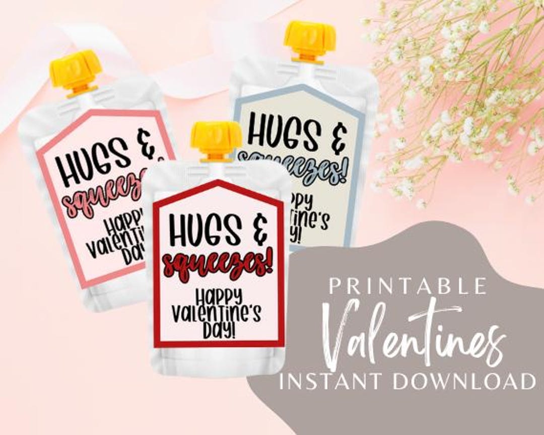 Valentines Day Cards for Kids Printable Class Classroom Party Hugs and ...