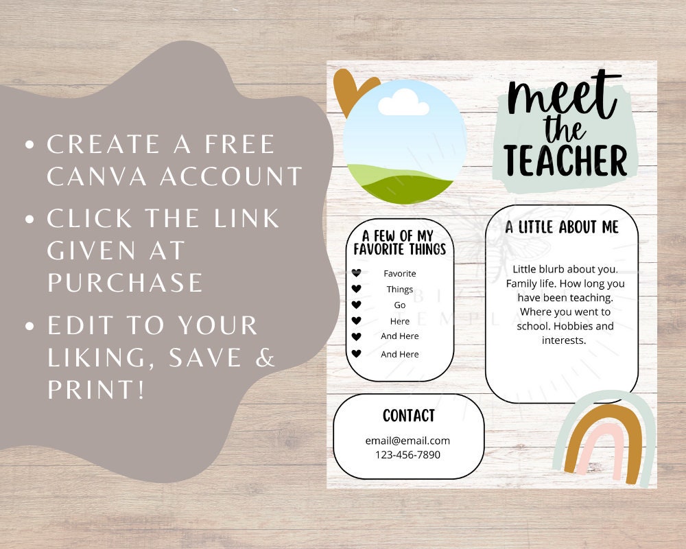 Meet the Teacher Editable Template in Canva Template for Teacher Bio ...