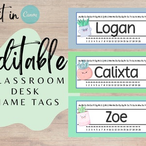 Editable Classroom Name Tags for Desk Succulent Nametags - Etsy