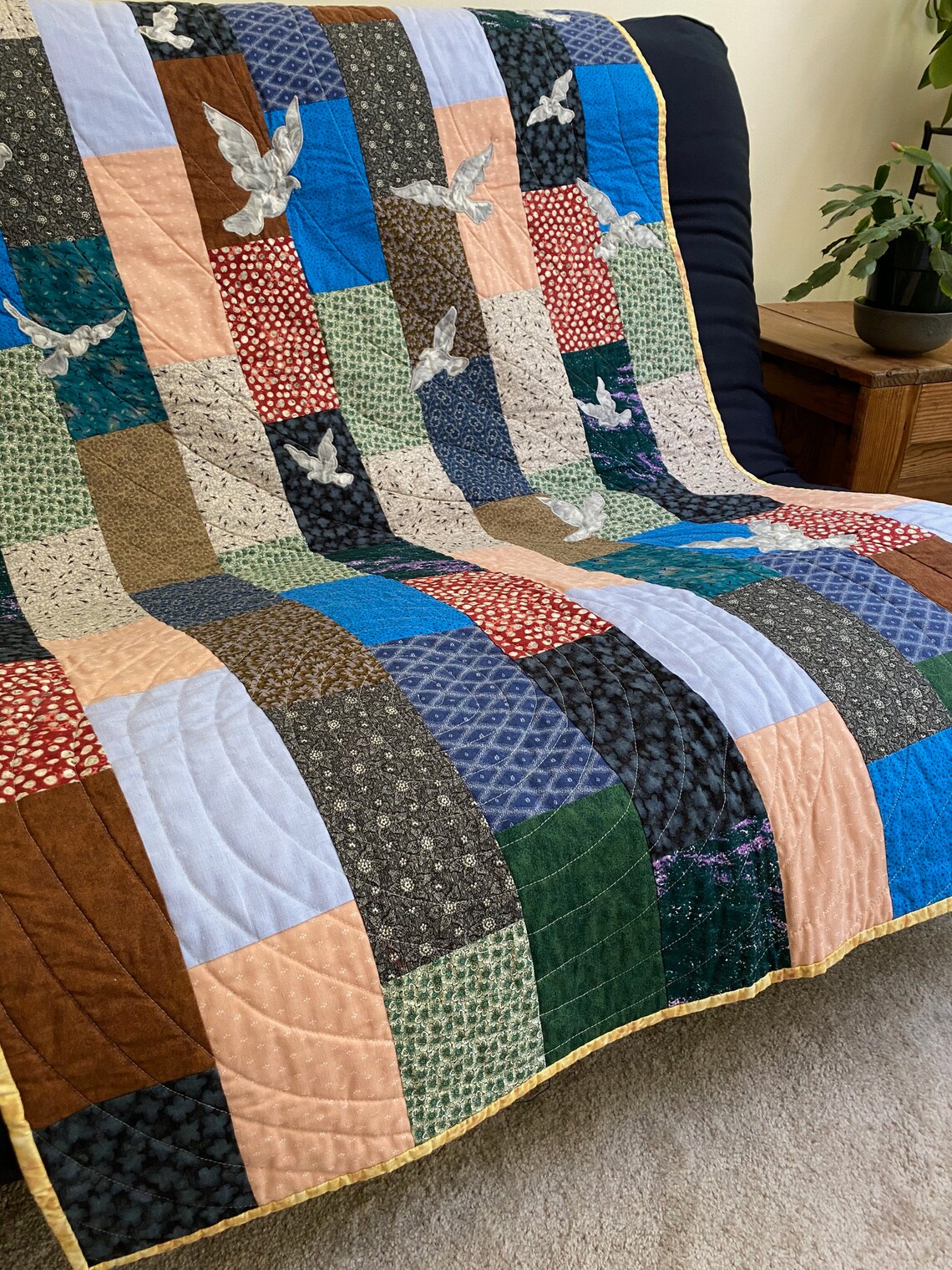 Quilted Throw Flying Birds - Etsy